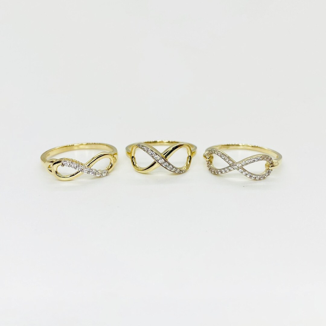 14k Solid Gold Infinity Sign CZ Statement Ring for Women & Girls ...
