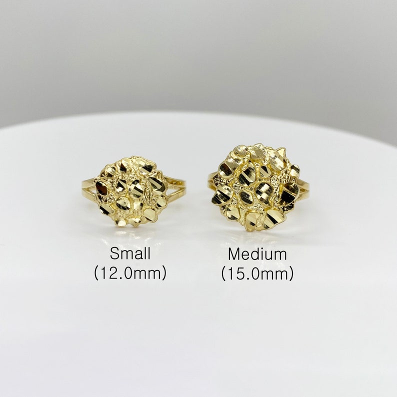 10k Solid Gold Nugget Round Circle Ring for Men Women / Unique Textured ...