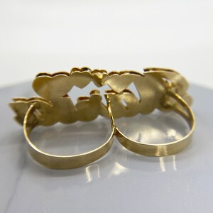 10k Solid Gold Personalized Custom Name Two Double Finger Plain Ring ...