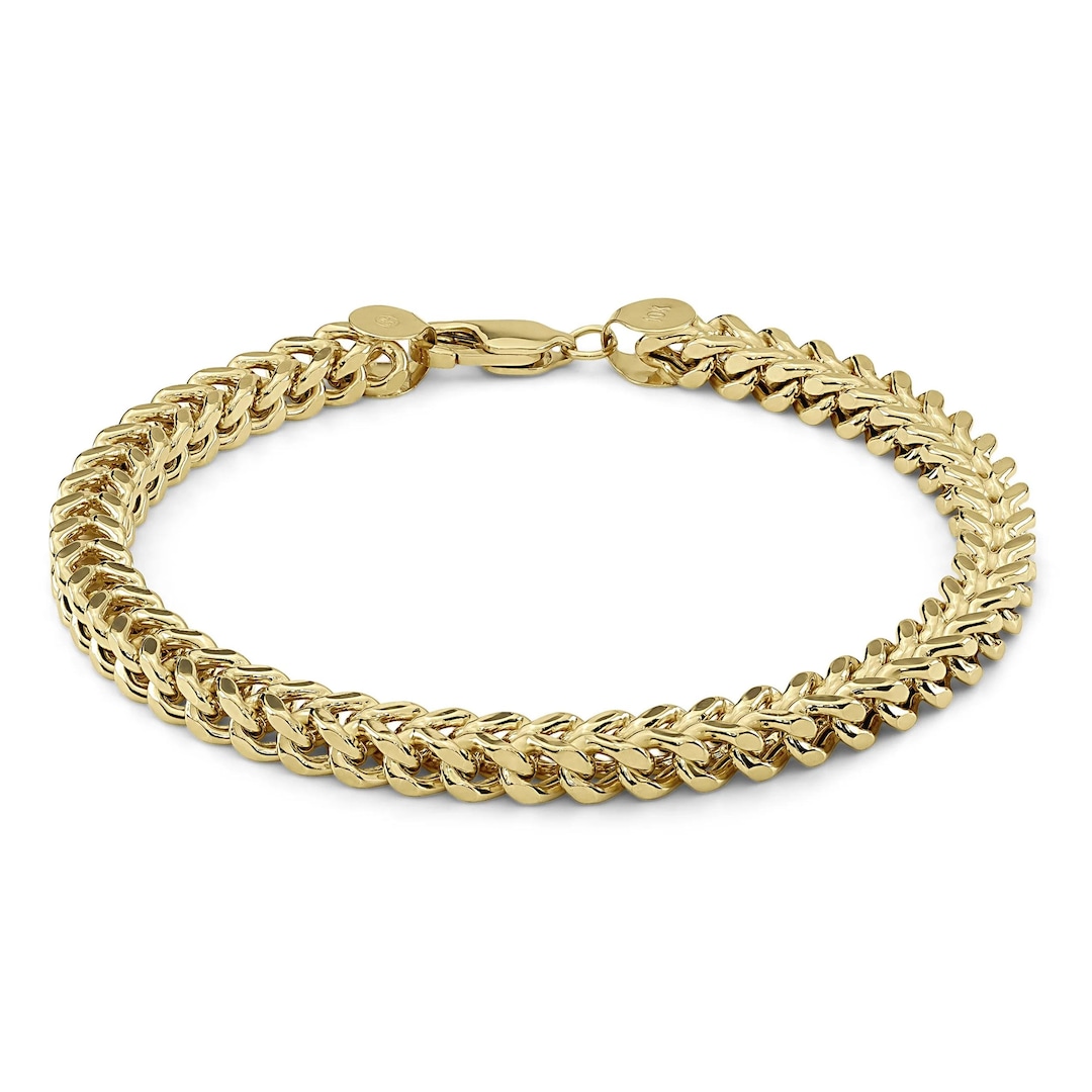 10k & 14k Gold Franco Chain Hollow Link Bracelet for Boy Girl Men Women ...