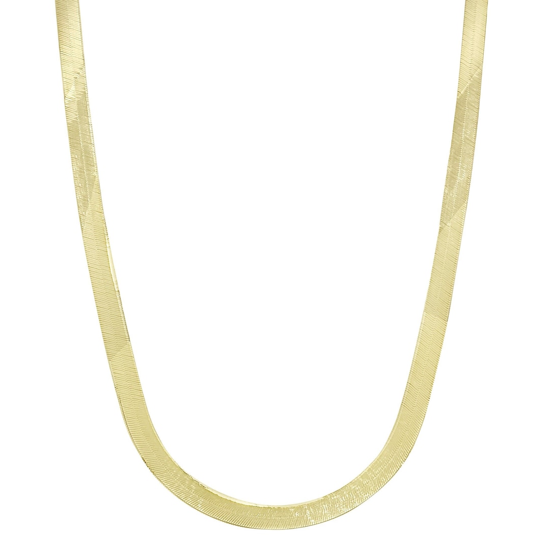 10k Gold Flat Herringbone Lightweight Chain Necklace for Men Women ...