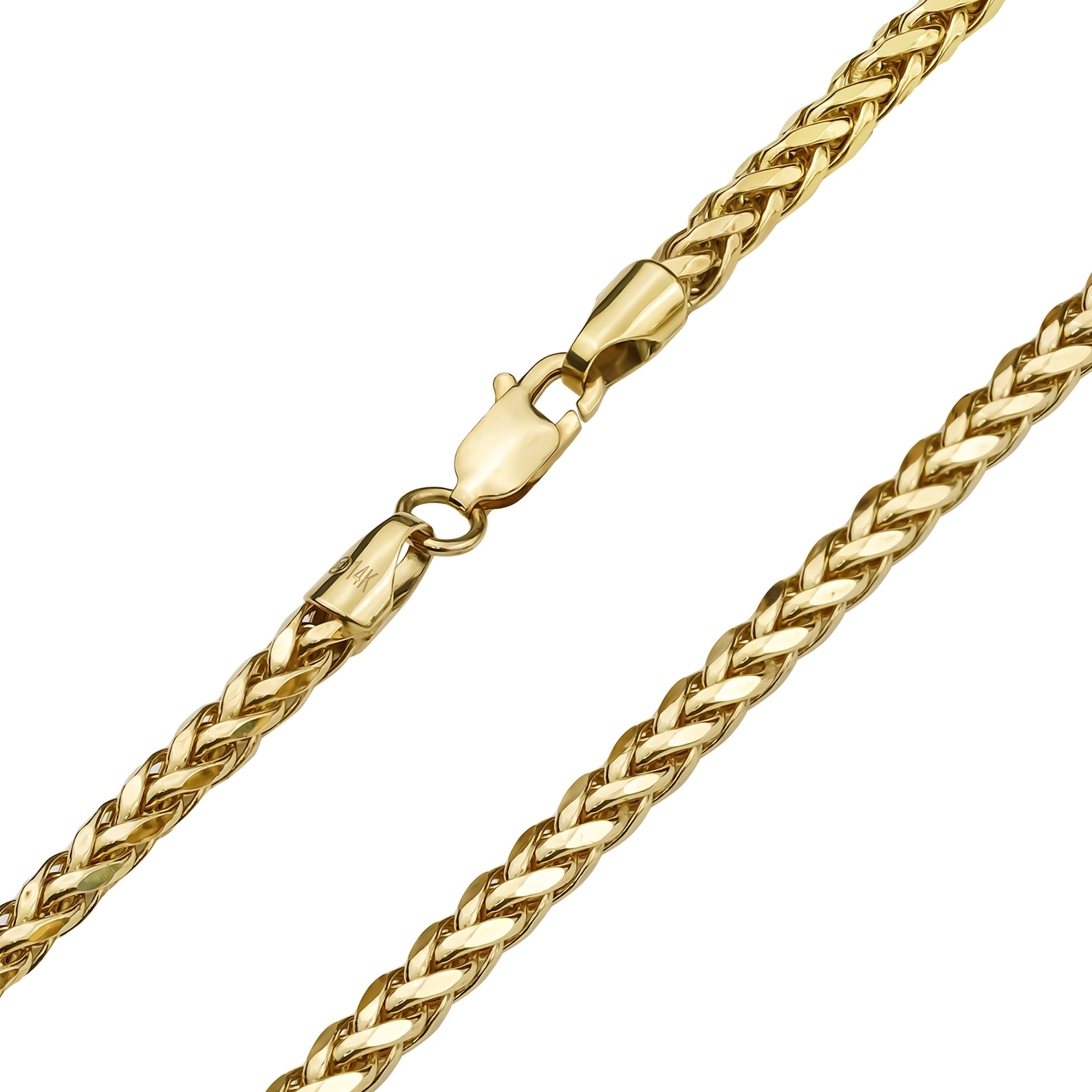 10k & 14k Gold Wheat Palm Snake Chain Bracelet Anklet / Men's Women's ...