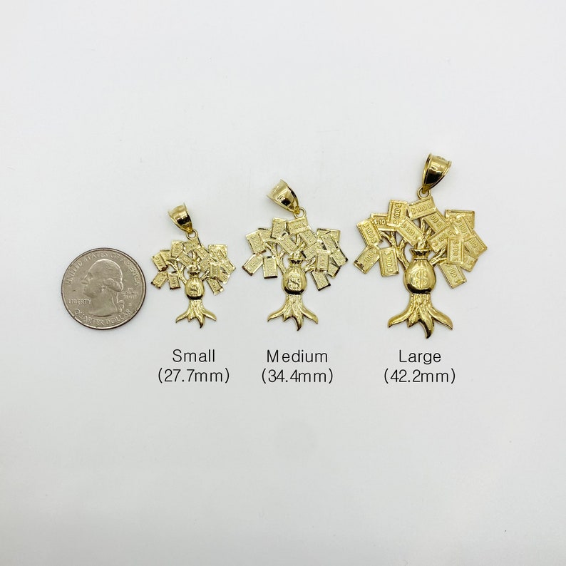 10k Solid Gold Money Bag Hundred Dollar Tree Pendant Necklace for Boy ...