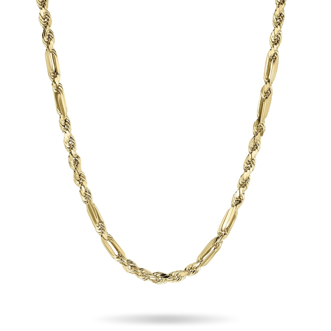 10k Solid Gold Milano Rope Chain Link Necklace for Men Women Timeless ...