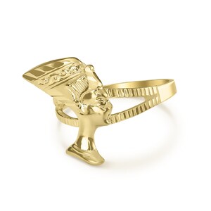 10k Solid Gold Queen Nefertiti Egyptian Statement Ring Unique Jewelry ...