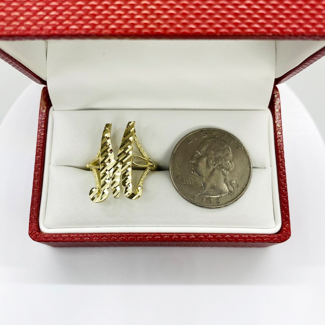 10k Solid Gold Cursive Initial Letter Alphabet Diamond Cut - Etsy