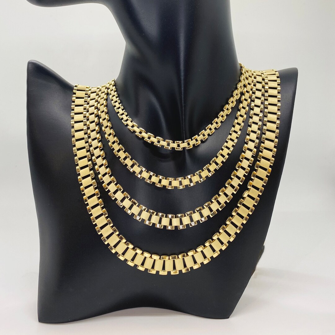 10k Gold Rollie Oyster Chain Link Necklace for Men Women - Etsy