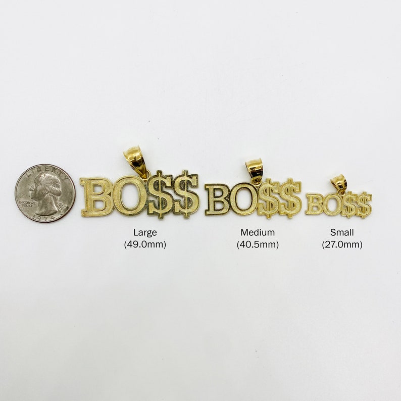 10k Solid Gold "boss" Word Charm Pendant Necklace for Men Boys Him ...