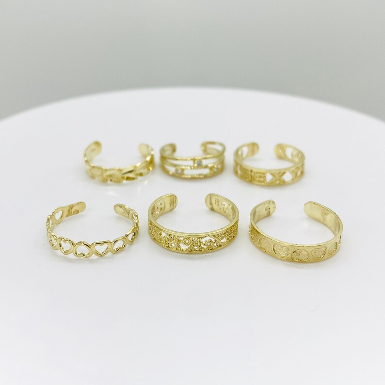 10k Solid Gold Toe Ring Band for Girl Women Classic and Adjustable Toe ...