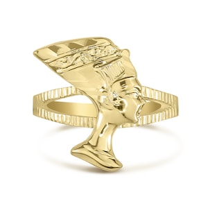 10k Solid Gold Queen Nefertiti Egyptian Statement Ring Unique Jewelry ...