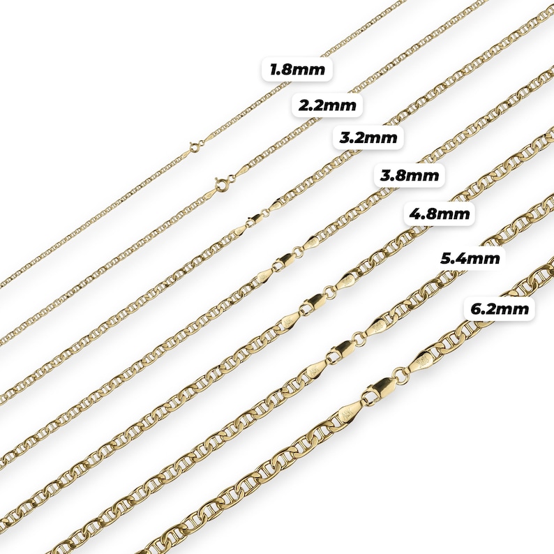 10k Gold Mariner Chain Necklace: Classic Unisex Jewelry - Etsy