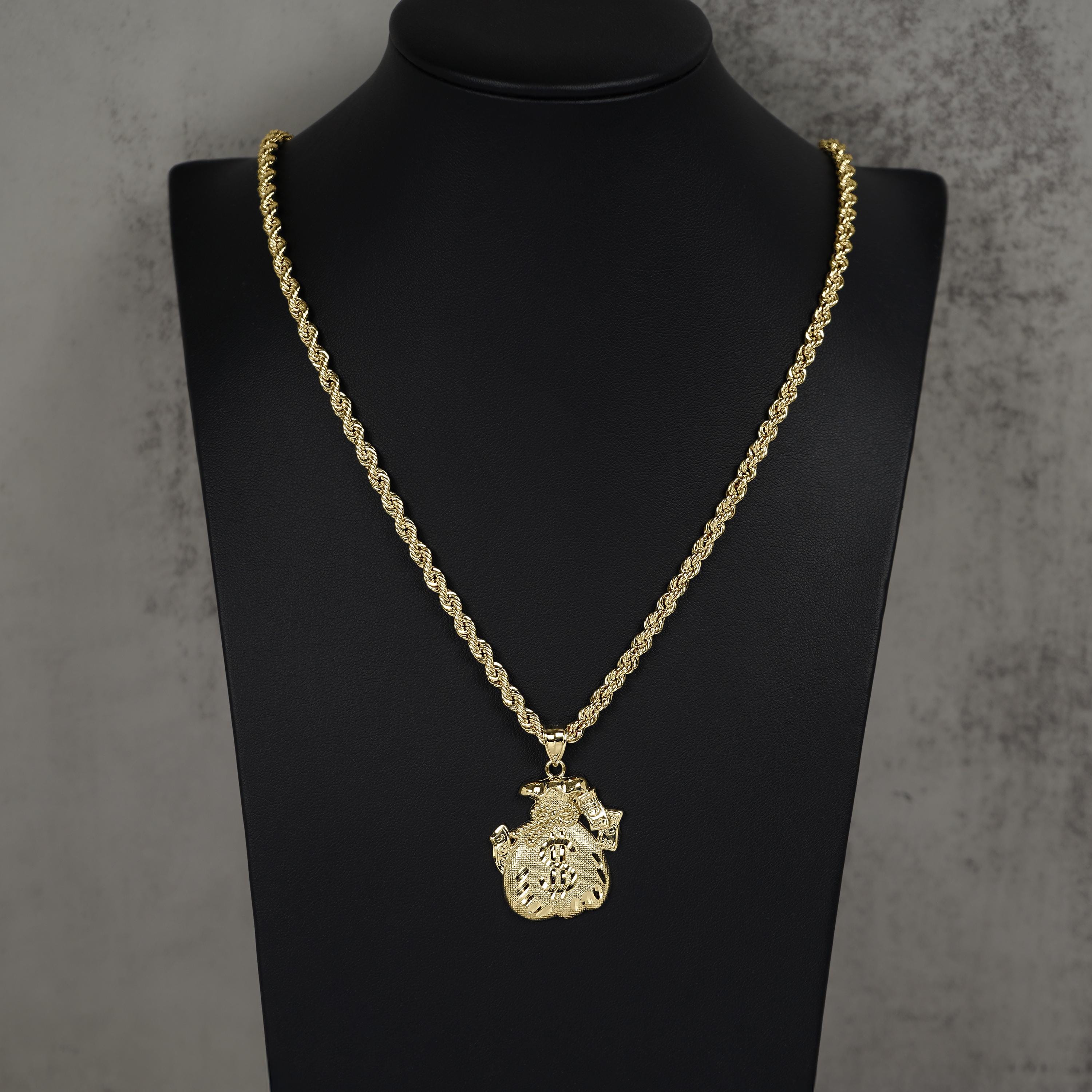 10k Solid Gold Moneybag Charm Pendant Necklace for Men Women / Lucky ...
