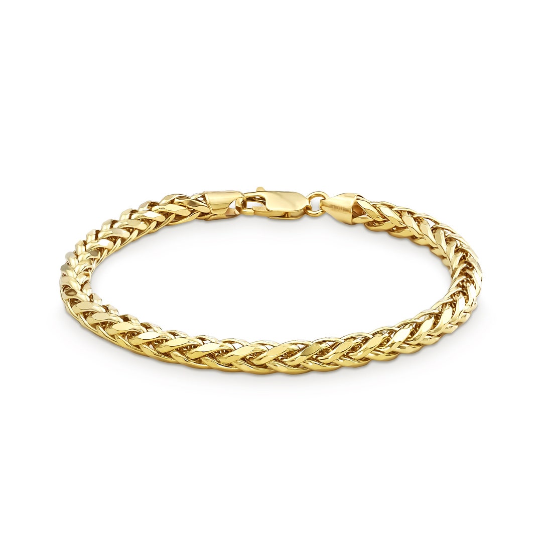 10k & 14k Gold Wheat Palm Snake Chain Bracelet Anklet / Men's Women's ...