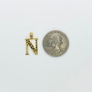 10k Solid Gold Initial Nugget Letter Alphabet Charm Pendant Necklace ...
