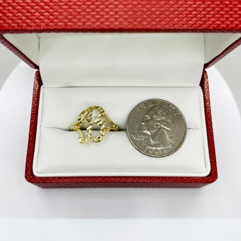 10k Solid Gold Cursive Initial Letter Alphabet Diamond Cut - Etsy