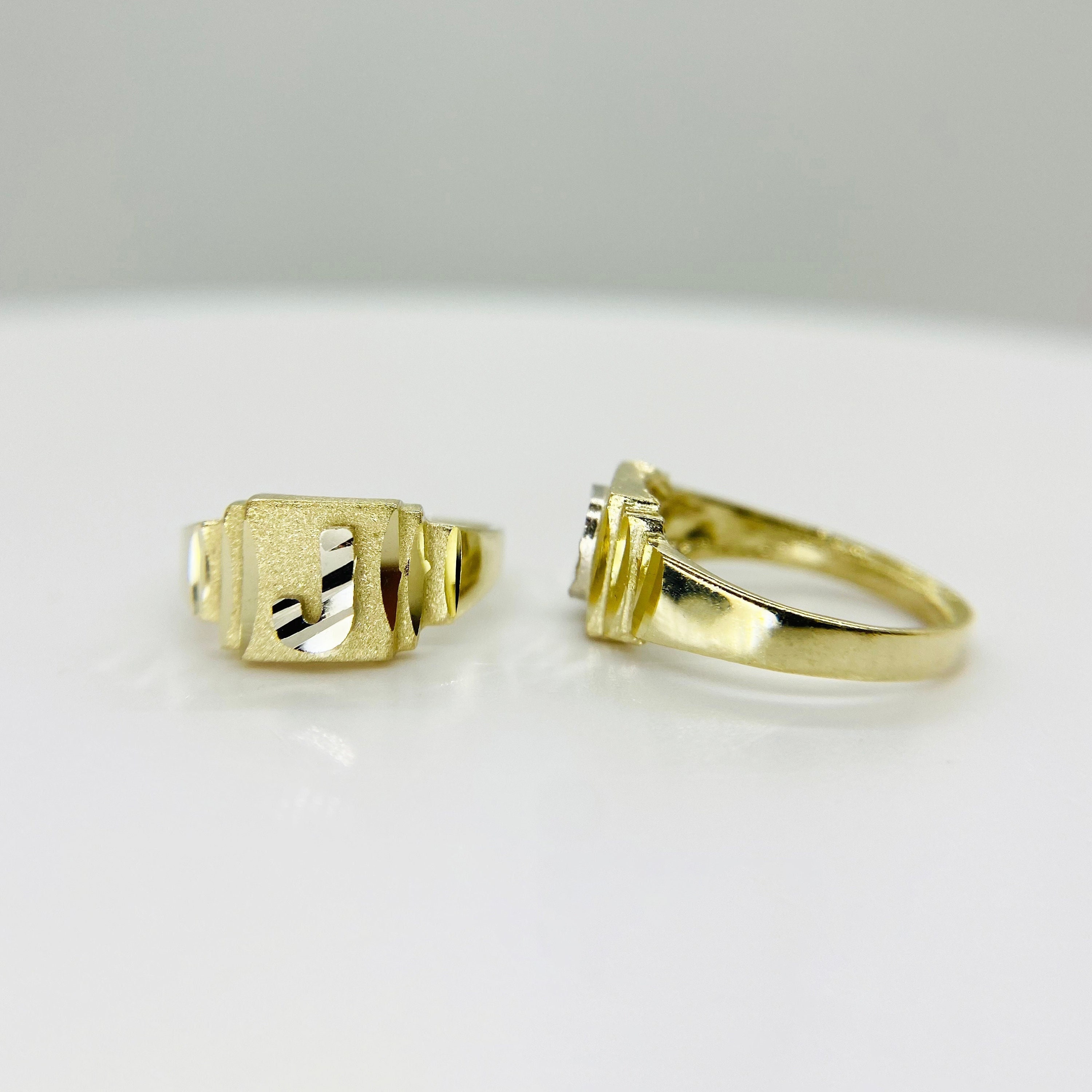 10k Solid Gold Diamond Cut Initial Letter Alphabet Monogram - Etsy