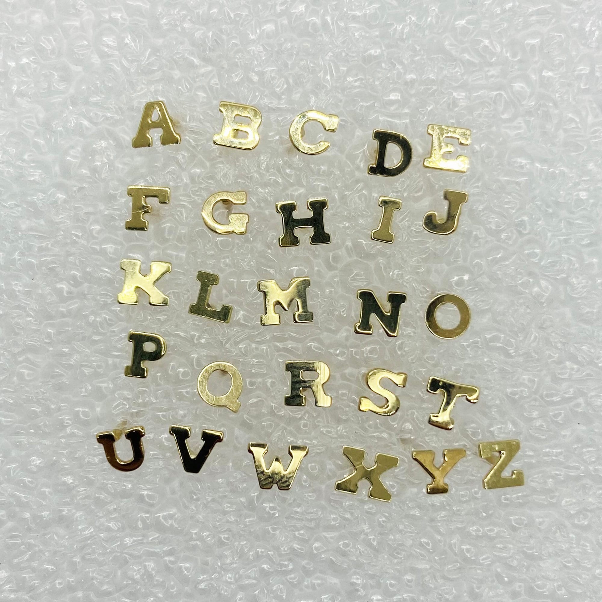 14k Solid Gold Initial Nose Ring Personalized Alphabet Ball End Stud ...