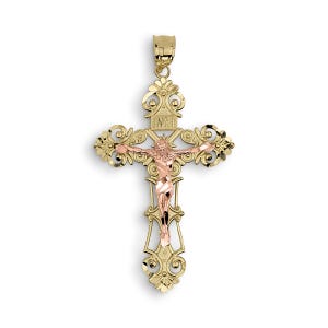 10k & 14k Gold Cross INRI Jesus Crucifix Pendant Necklace Catholic ...