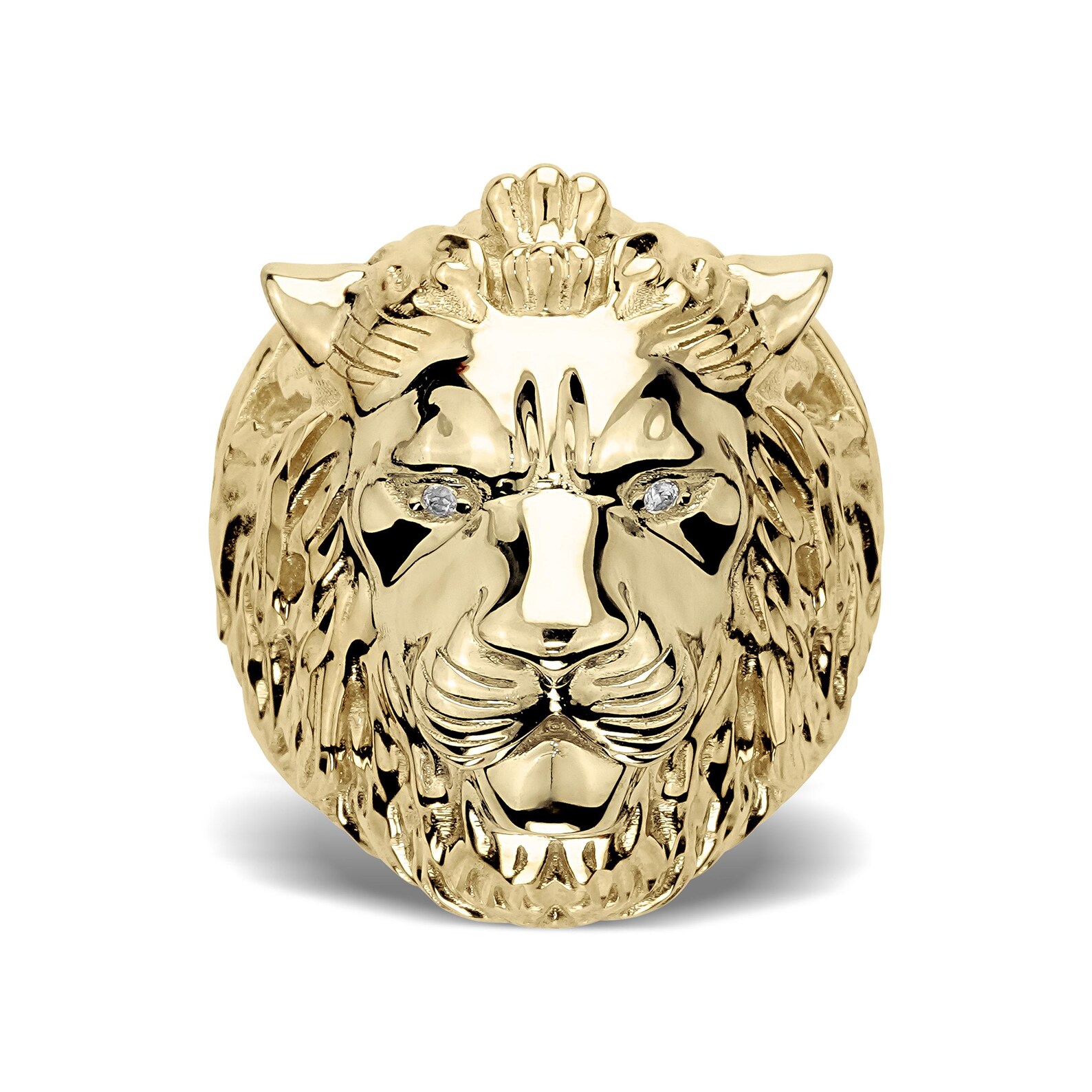 10k & 14k Solid Gold Lion Head Ring With Cubic Zirconia Stones for Men ...