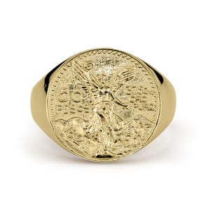 10k & 14k Solid Gold Centenario 50 Pesos Mexican Coin Round Circle Band ...