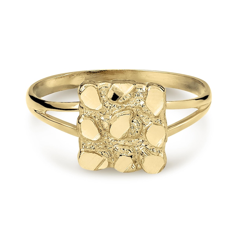 10k & 14k Solid Gold Vintage Nugget Diamond Cut Square Slim Ring Gift ...