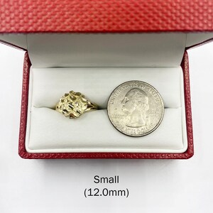 10k Solid Gold Nugget Round Circle Ring for Men Women / Unique Textured ...