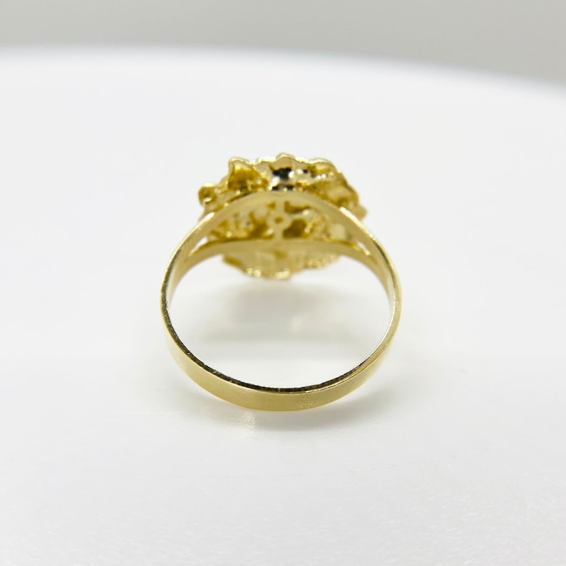 10k Solid Gold Nugget Round Circle Ring for Men Women / Unique Textured ...