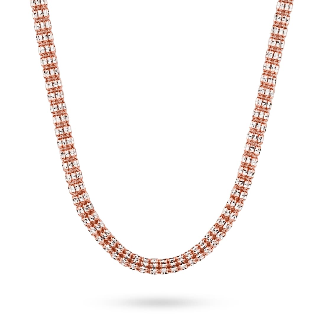 10k & 14k Rose Gold Solid Ice Chain Two-tone Classic Link Necklace for ...