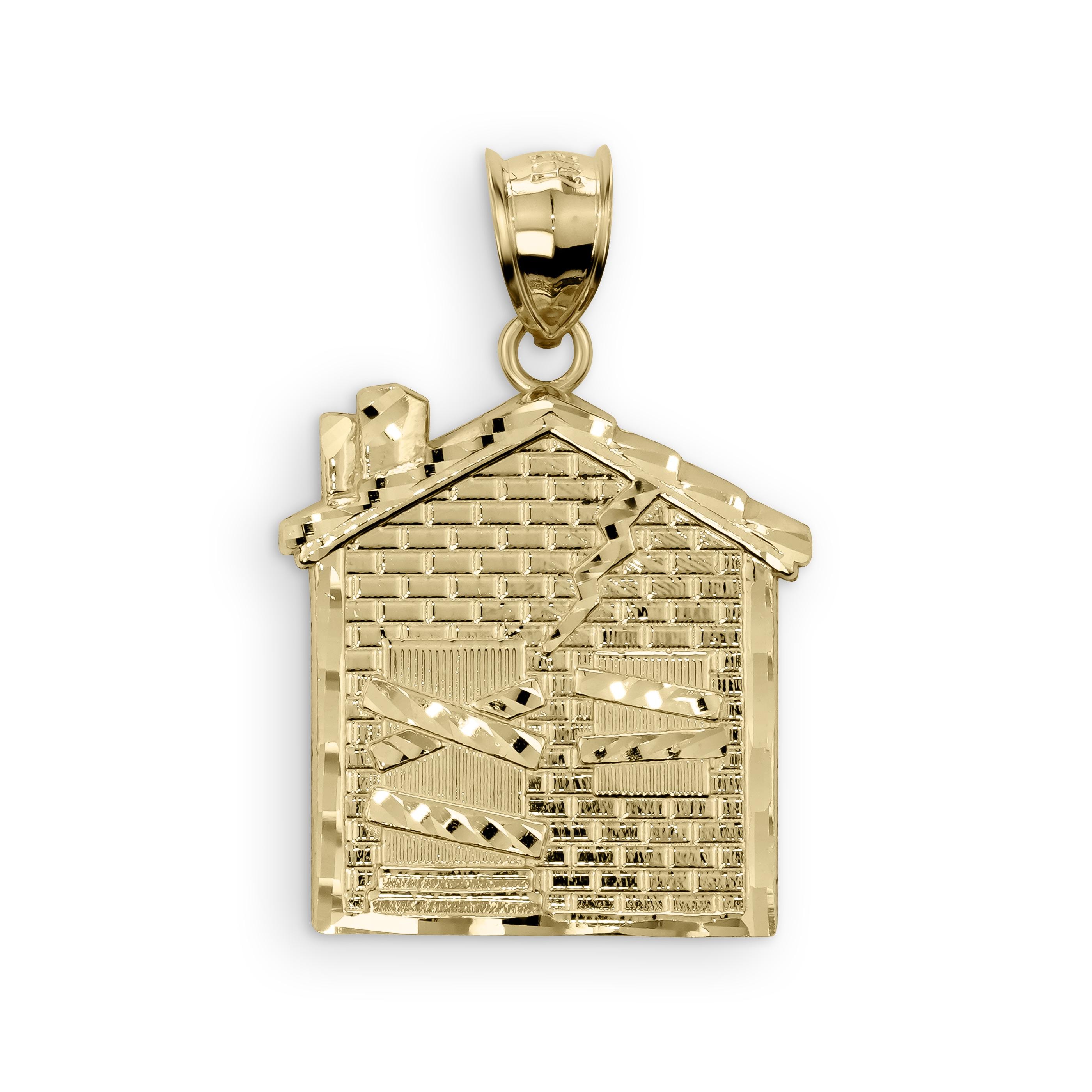 10k Solid Gold Trap House Home Pendant Necklace for Boy Men Him ...