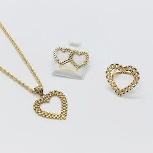 10k Solid Gold Rollie Heart Love Charm Pendant Necklace Gift for Women ...