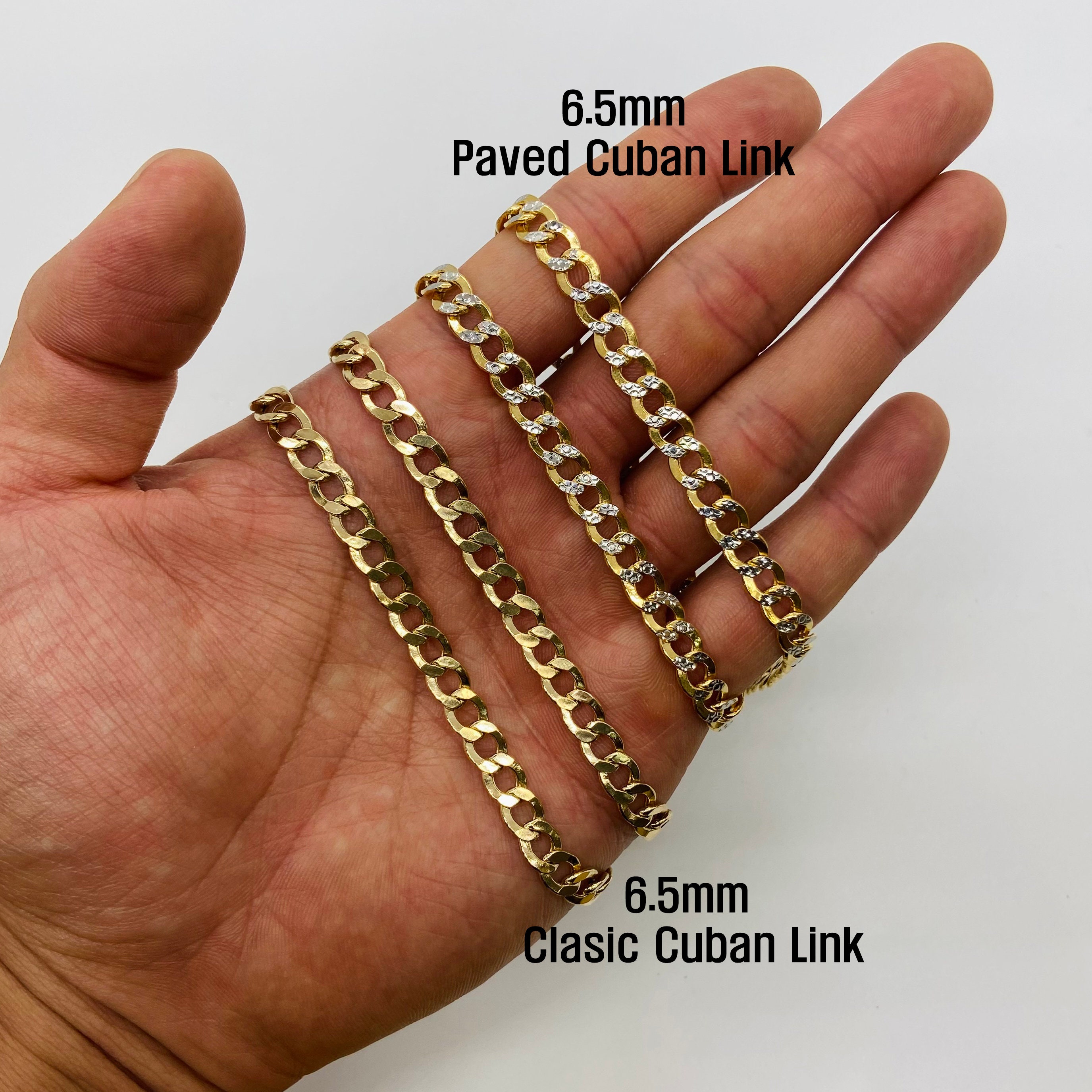 10k Gold Pave Diamond Cut Cuban Curb Chain Link Necklace for Men Women ...