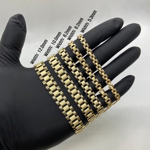 10k Gold Rollie Oyster Chain Link Necklace for Men & Women ...