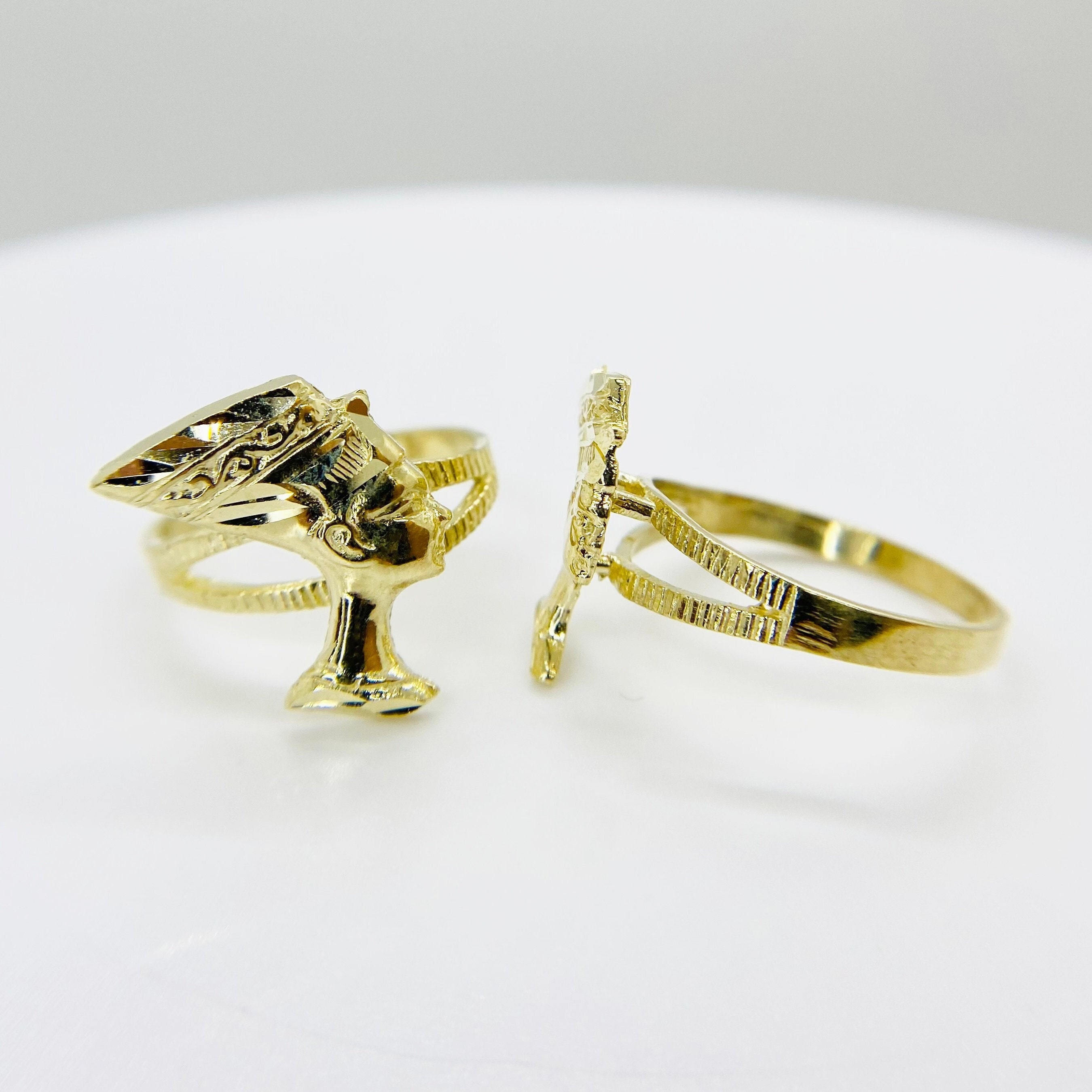10k Solid Gold Queen Nefertiti Egyptian Statement Ring for - Etsy
