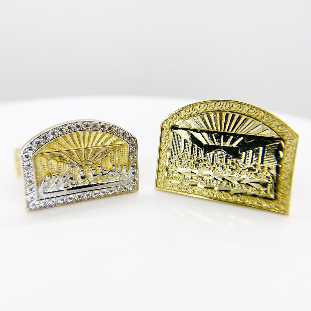 10k Solid Gold Last Supper Jesus Christ Band Ring for Boy Men ...