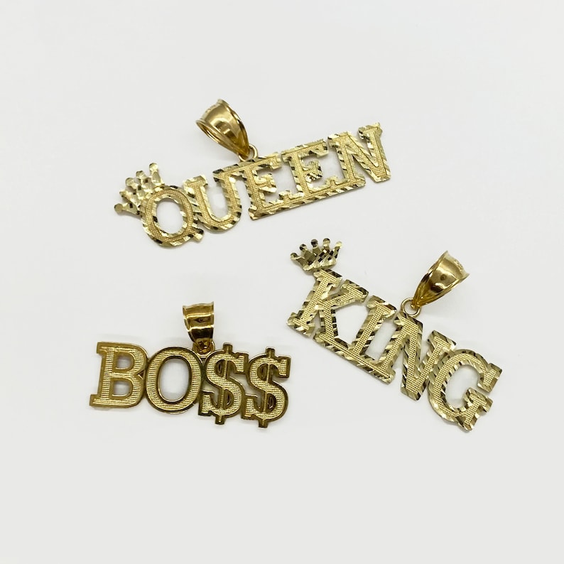 10k Solid Gold "boss" Word Charm Pendant Necklace for Men Boys Him ...