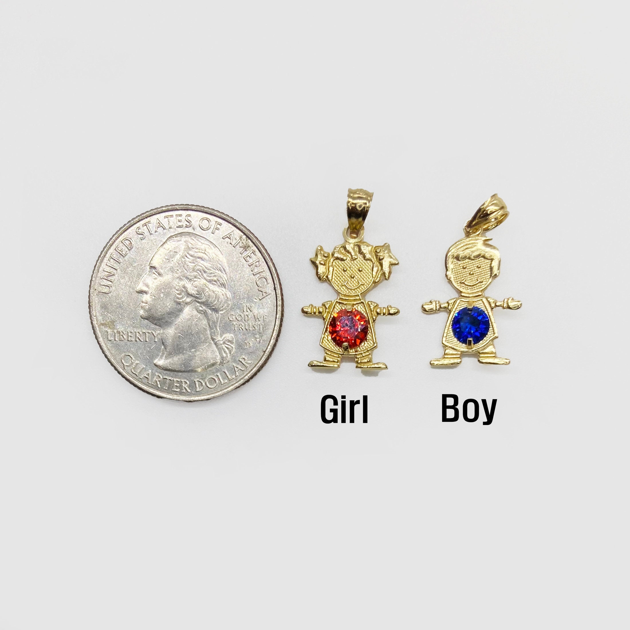 10k & 14k Solid Gold Boys and Girls Birthstone Charm Pendant 12 Months ...
