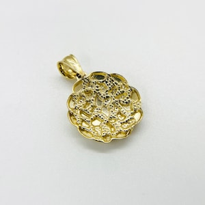 10k Solid Gold Nugget Round Charm Pendant for Men Boy Women Girl ...