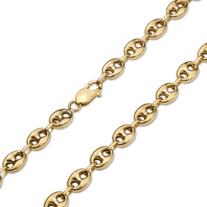 10k & 14k Gold Vintage Hollow Puff Mariner Link Chain Necklace for Men ...