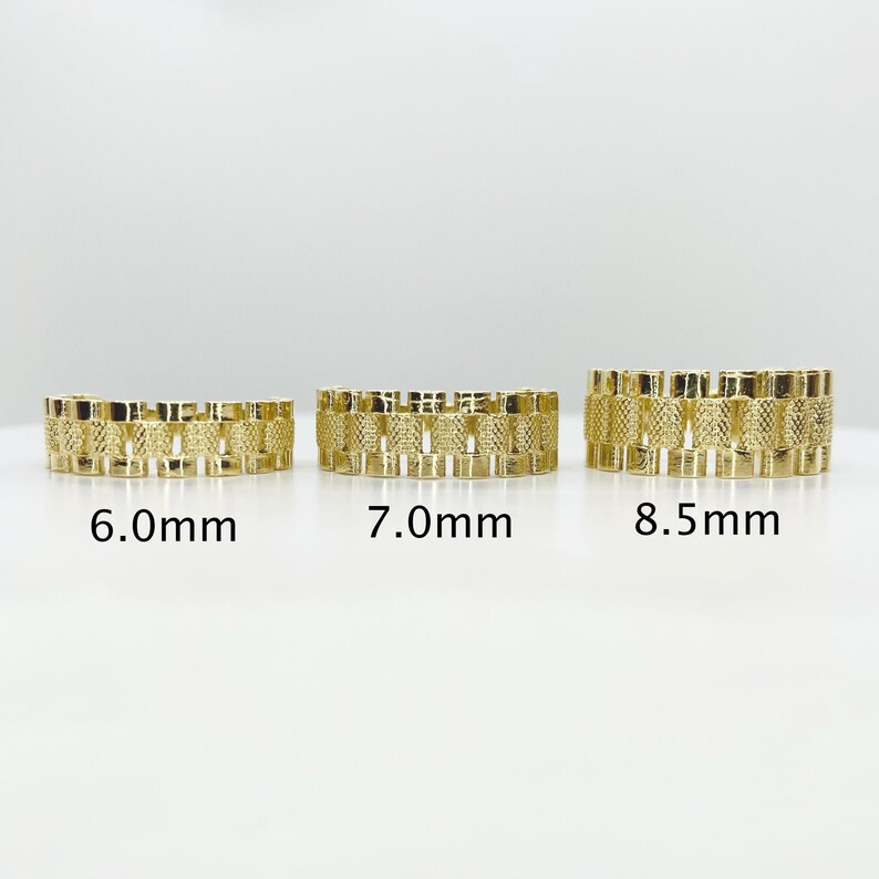 10k Solid Gold Rollie Vintage Band Ring - Textured Presidential Style ...