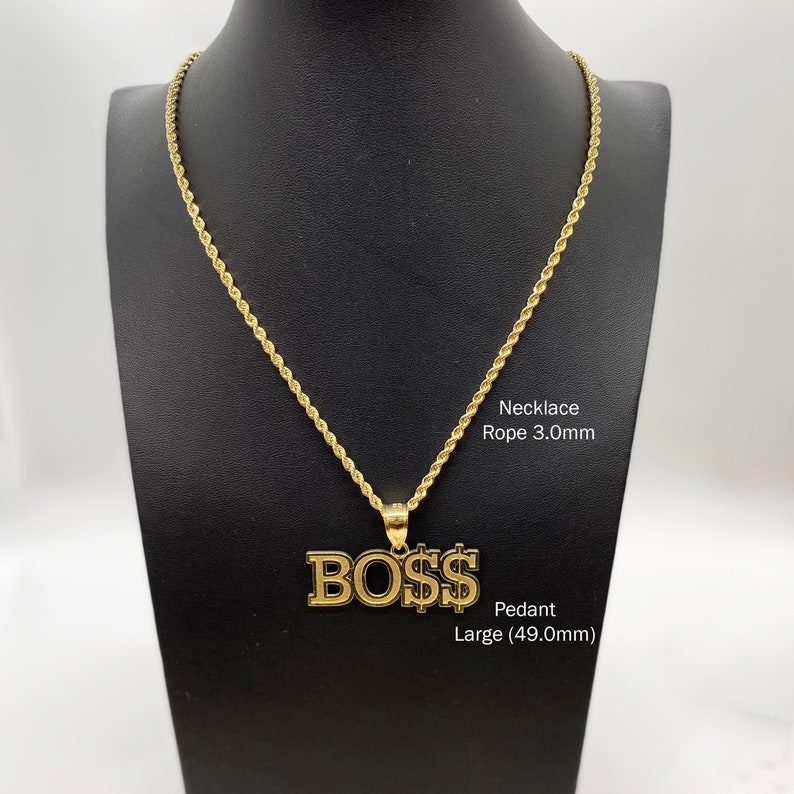 10k Solid Gold "boss" Word Charm Pendant Necklace for Men Boys Him ...