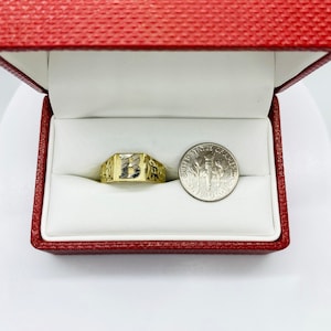 10k Solid Gold Diamond Cut Initial Letter Alphabet Monogram Ring for ...