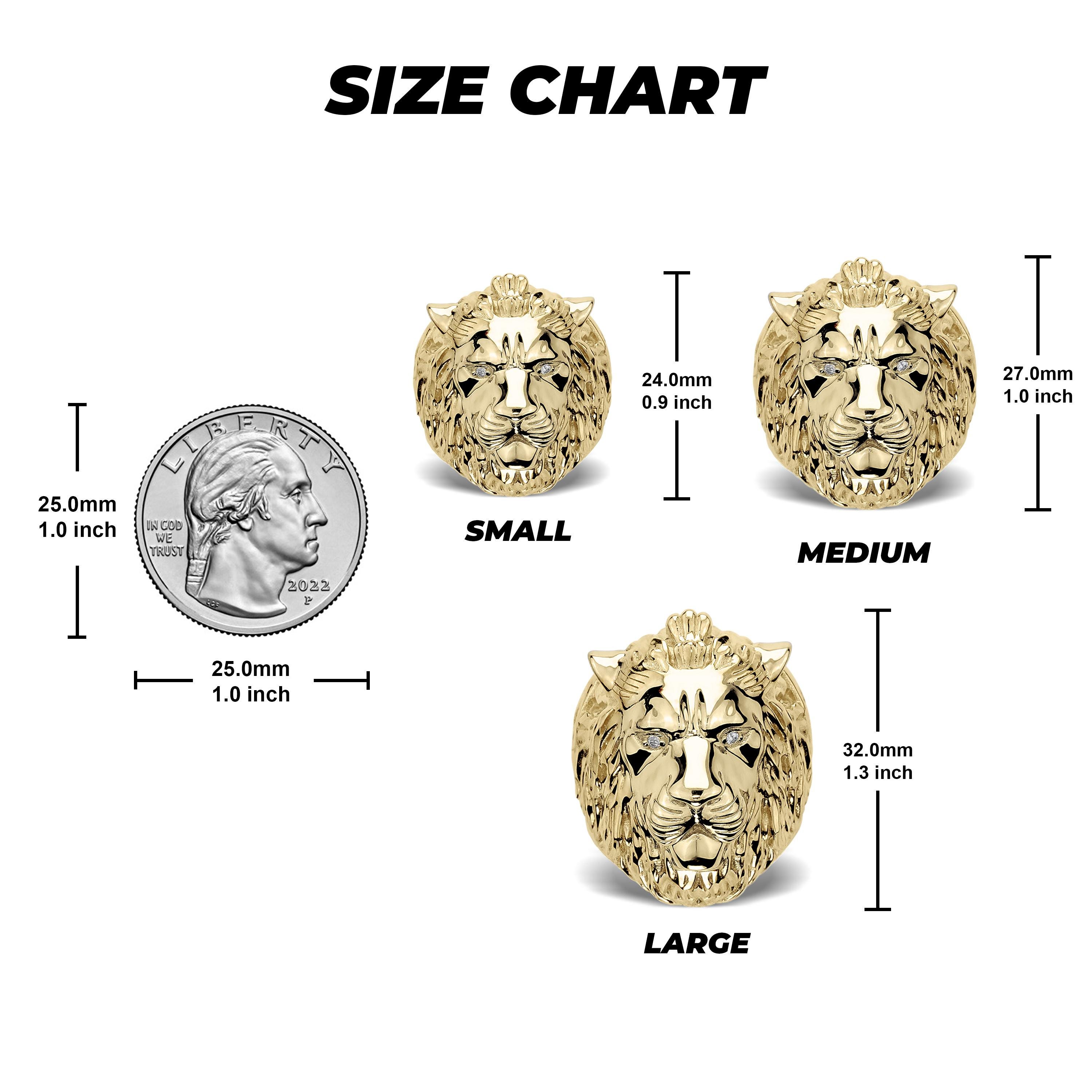 10k & 14k Solid Gold Lion Head Ring With Cubic Zirconia Stones for Men ...