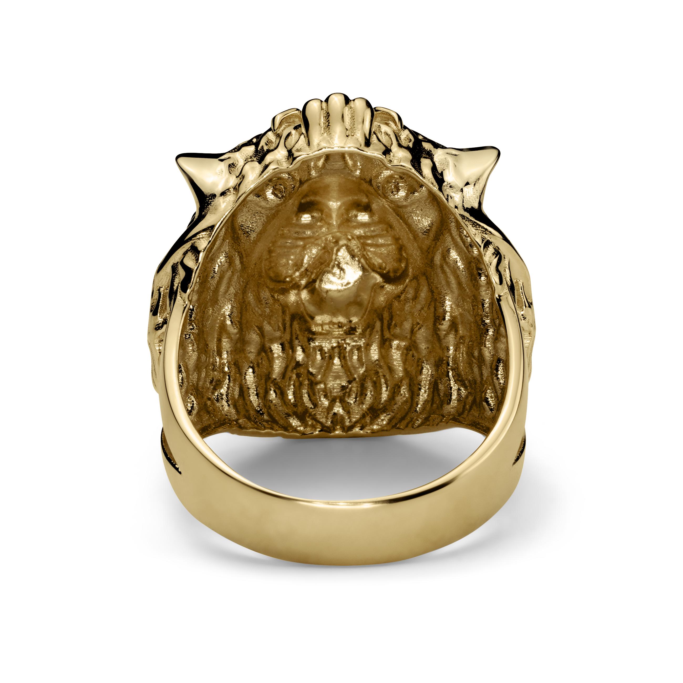 10k & 14k Solid Gold Lion Head Ring With Cubic Zirconia Stones for Men ...