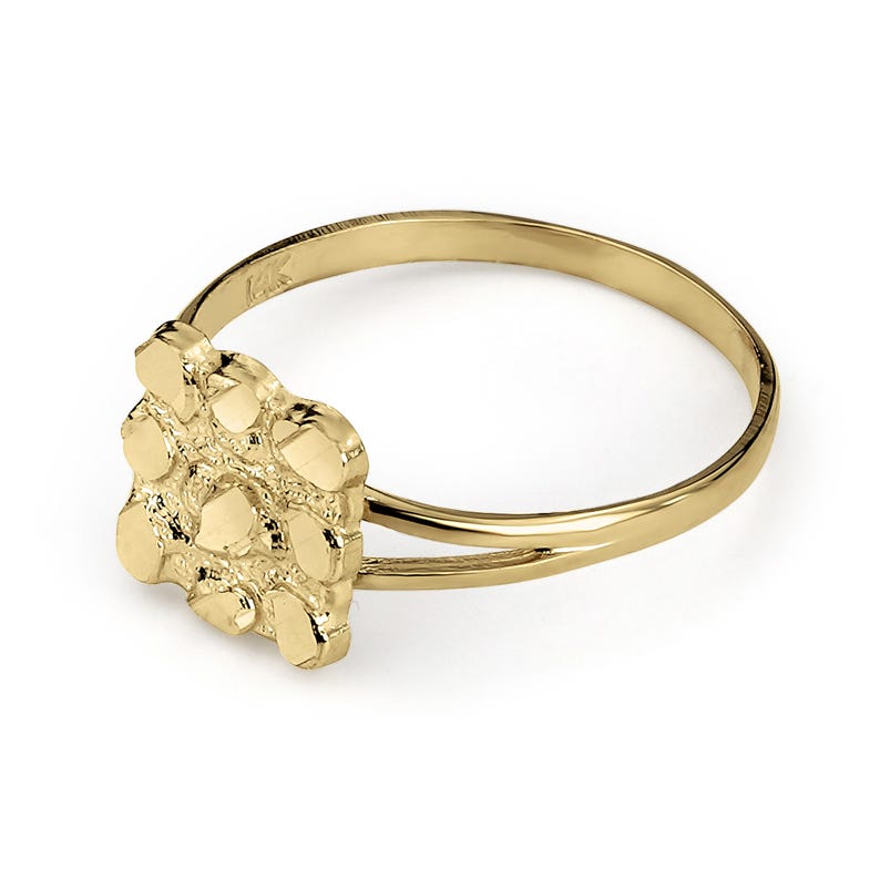 10k & 14k Solid Gold Vintage Nugget Diamond Cut Square Slim Ring Gift ...