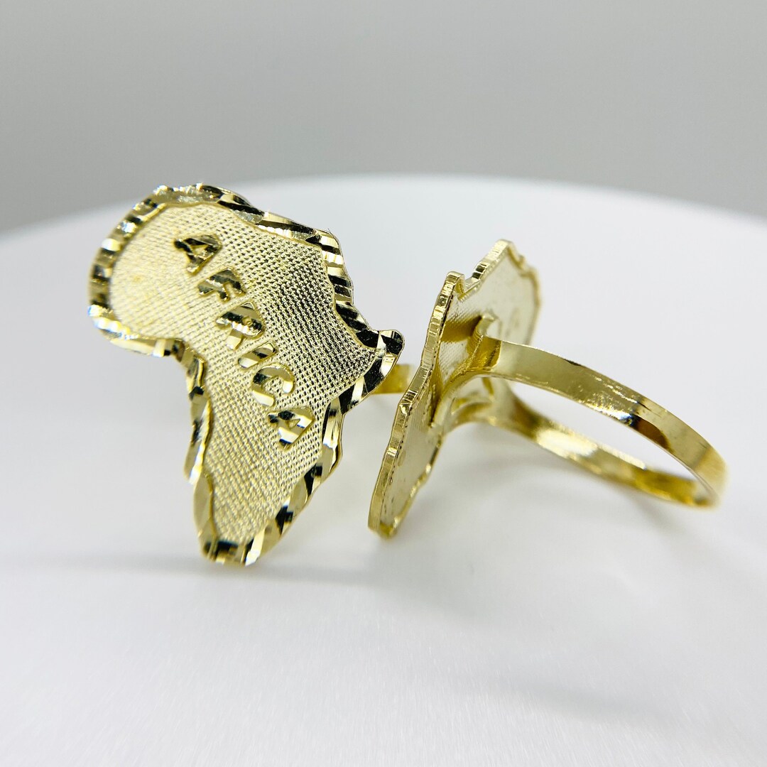 10k Solid Gold Africa Map Ring for Men Women - Etsy