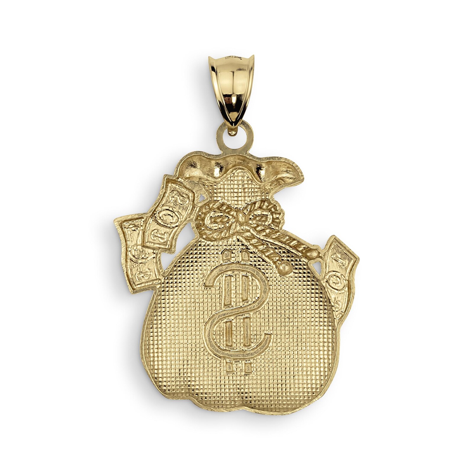 10k Solid Gold Moneybag Charm Pendant Necklace for Men Women / Lucky ...