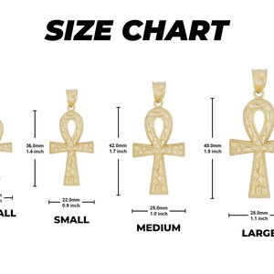 10k Solid Gold Nugget Ankh Celtic Cross Pendant Charm Necklace Unique ...