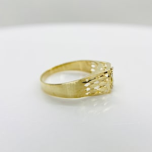 10k Solid Gold Diamond Cut Initial Letter Alphabet Monogram Ring for ...