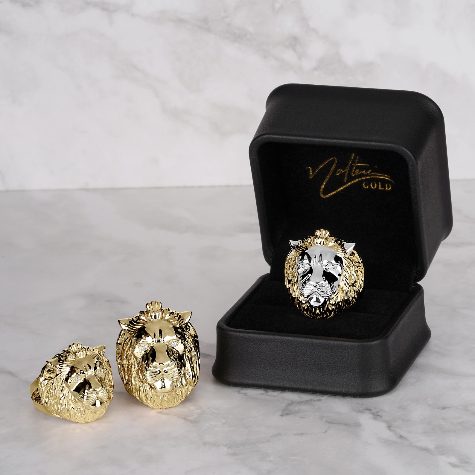 10k & 14k Solid Gold Lion Head Ring With Cubic Zirconia Stones for Men ...