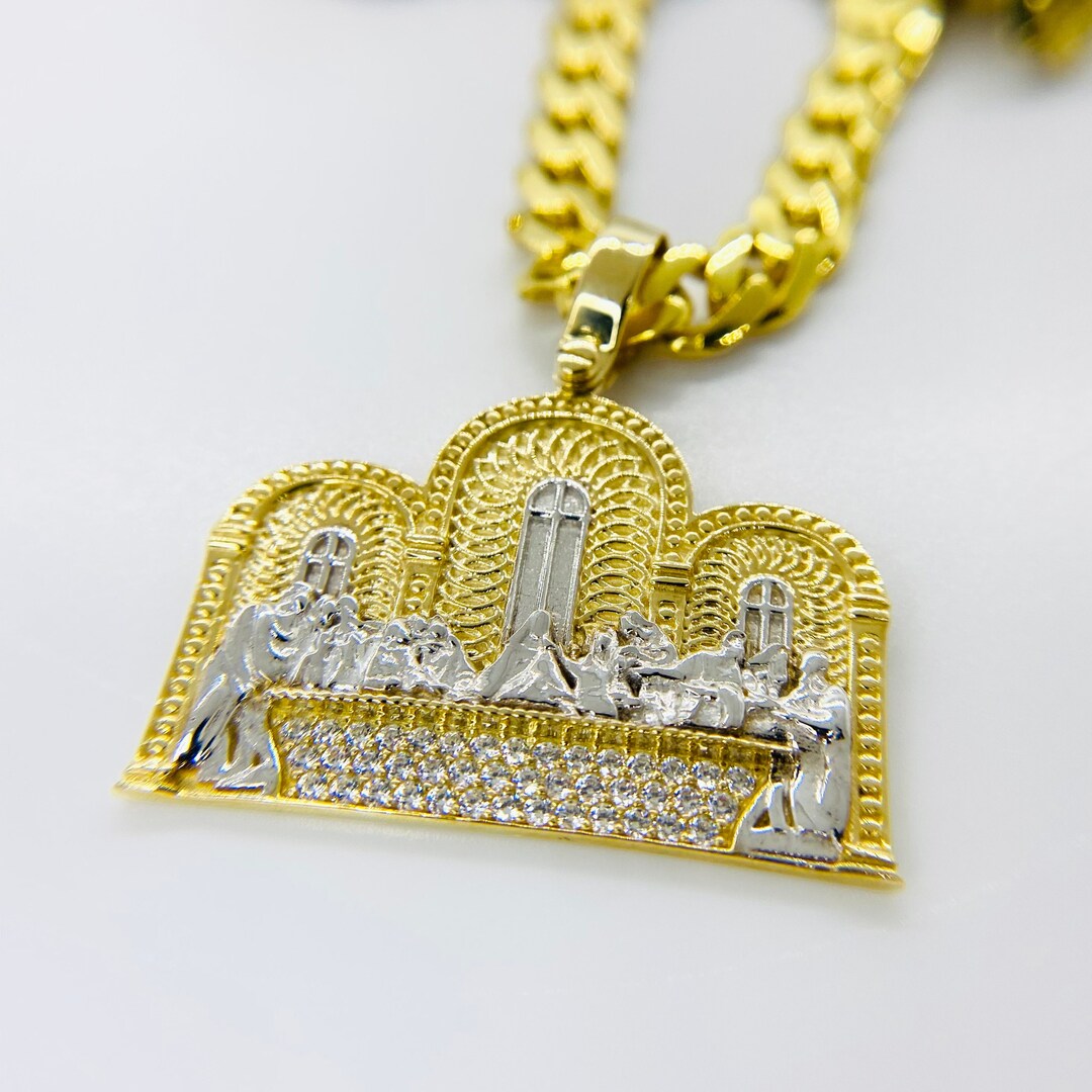 10k Solid Gold Last Supper Charm Pendant Necklace for Men - Etsy